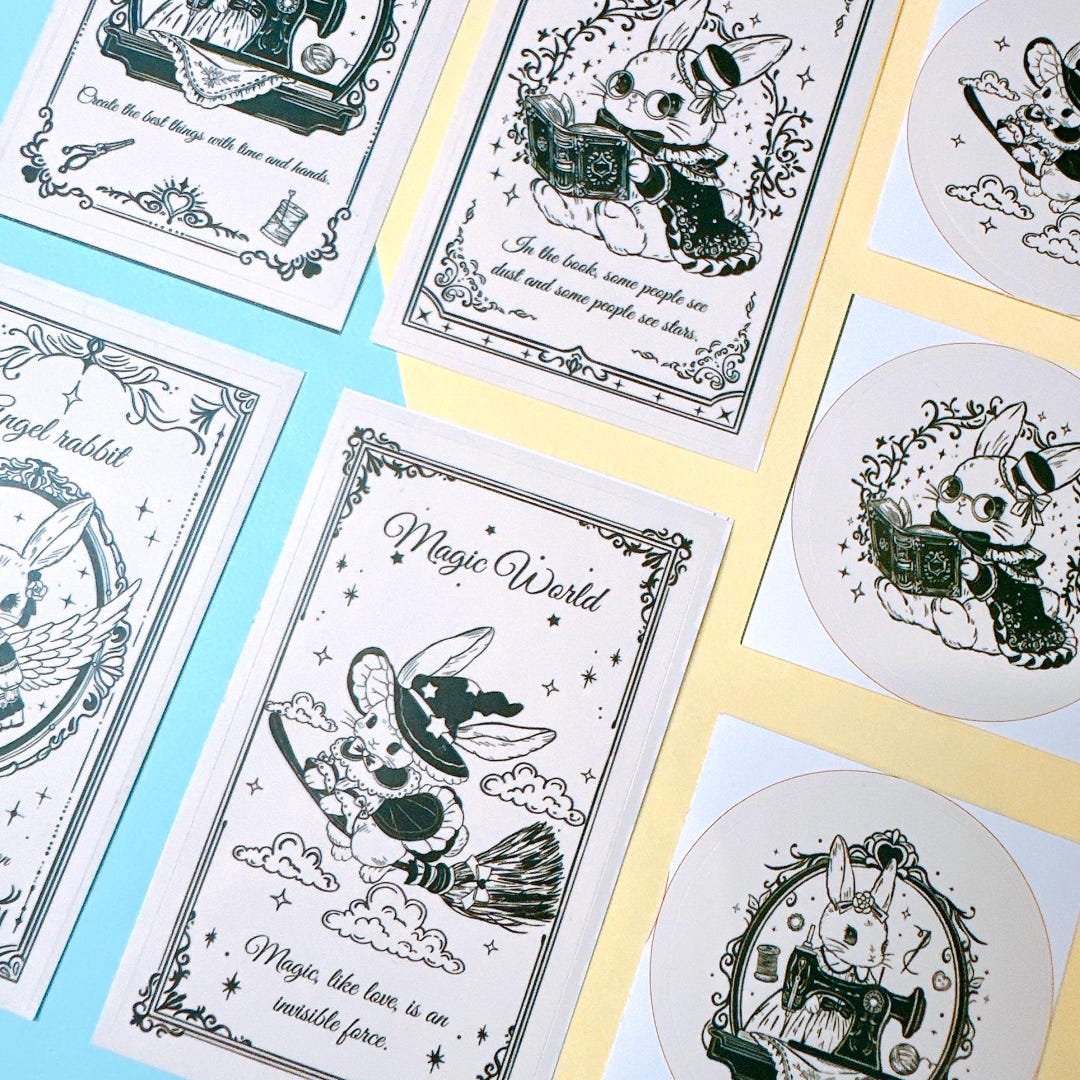 Cute Bunny Sticker Pack Gift Packaging Sticker Matte Seal Label Cute ...