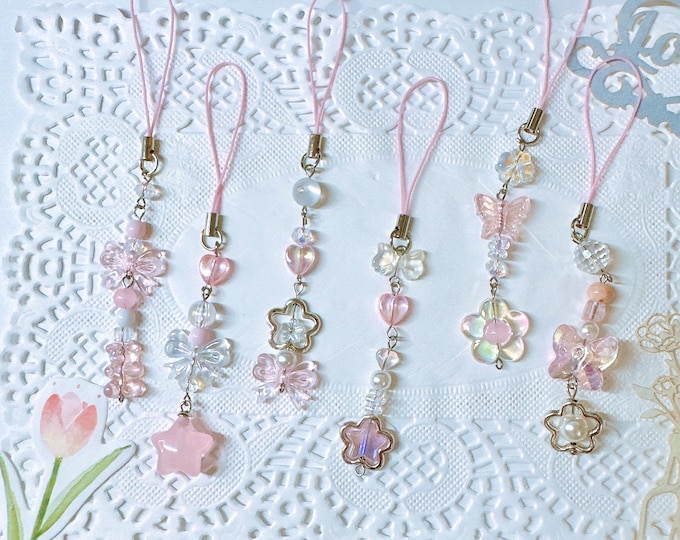 Pink Bow Keychain Cute Keychain Cat Paw Keychain Phone Accessory Pink ...