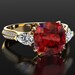 Ruby Engagement Ring Cushion Cut Ruby Ring 3 Stone - Etsy