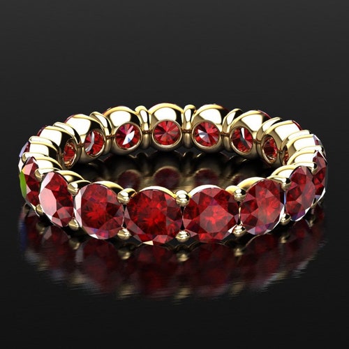 Yellow Gold Ruby Eternity Band 4 Carat Ruby Eternity Band - Etsy