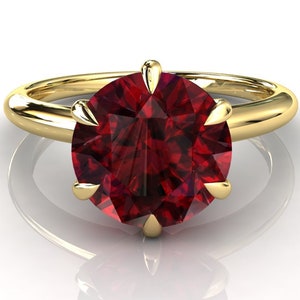4 Carat Ruby Ring / Yellow Gold Ruby Engagement Ring / Anniversary Ring ...