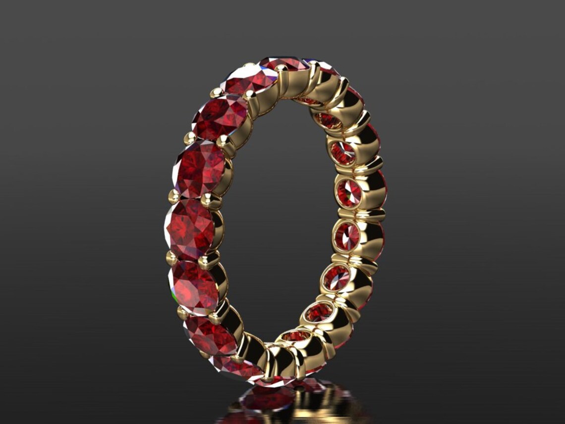 Yellow Gold Ruby Eternity Band, 4 Carat Ruby Eternity Band, Ruby ...