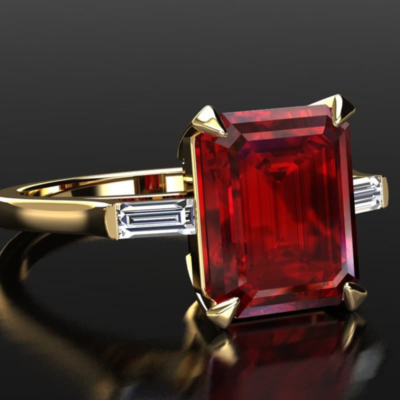 Emerald Cut Ruby Ring - Etsy