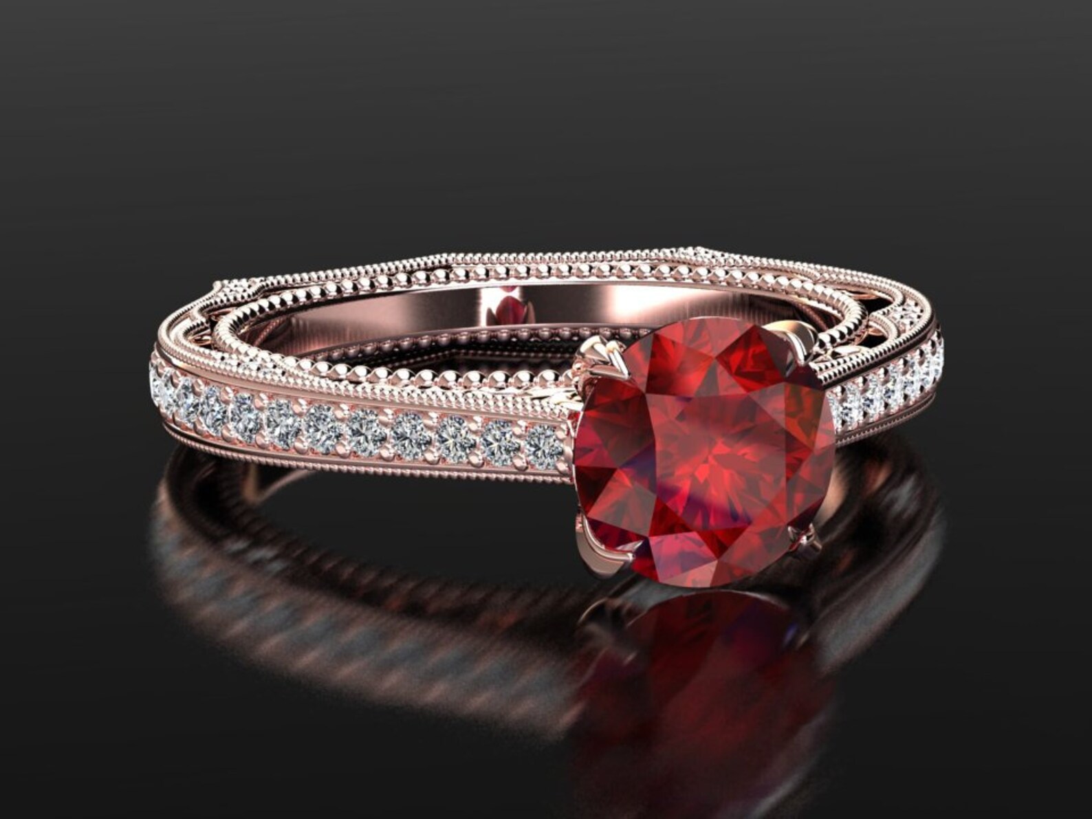 Ruby Engagement Ring Ruby Anniversary Ring Rose Gold Ruby - Etsy