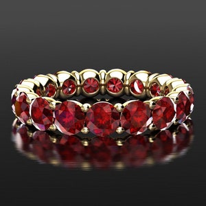 Yellow Gold Ruby Eternity Band, 4 Carat Ruby Eternity Band, Ruby ...
