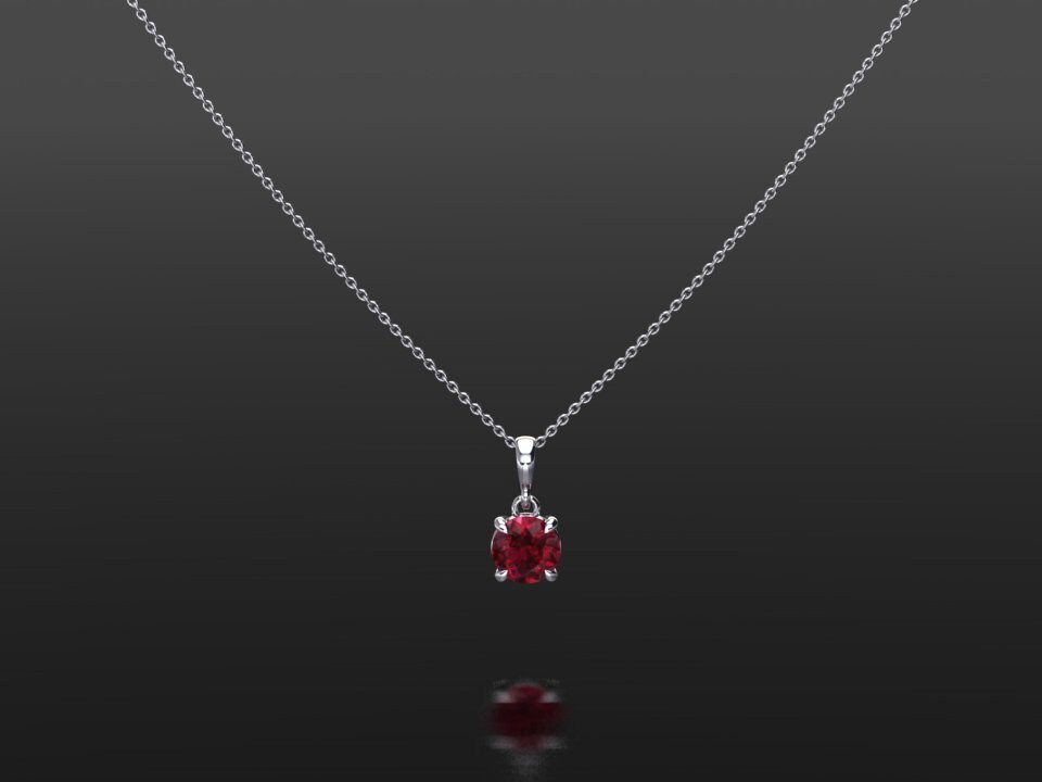Platinum Solitaire Ruby Pendant Layering Necklace Ruby - Etsy