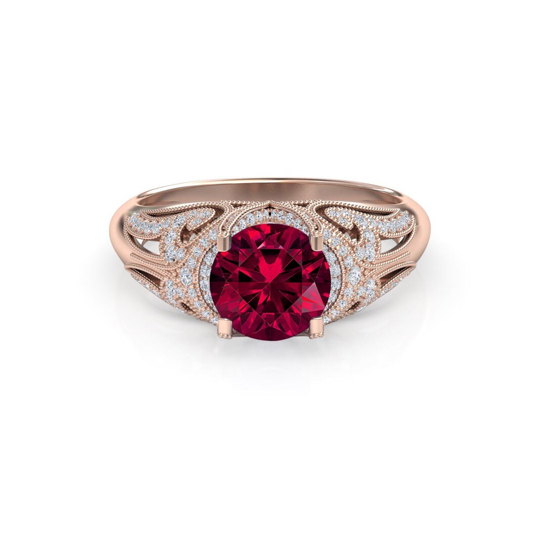1.5 Ct Ruby Ring, Engagement Rings for Women, Gift for Her, Wedding Set ...