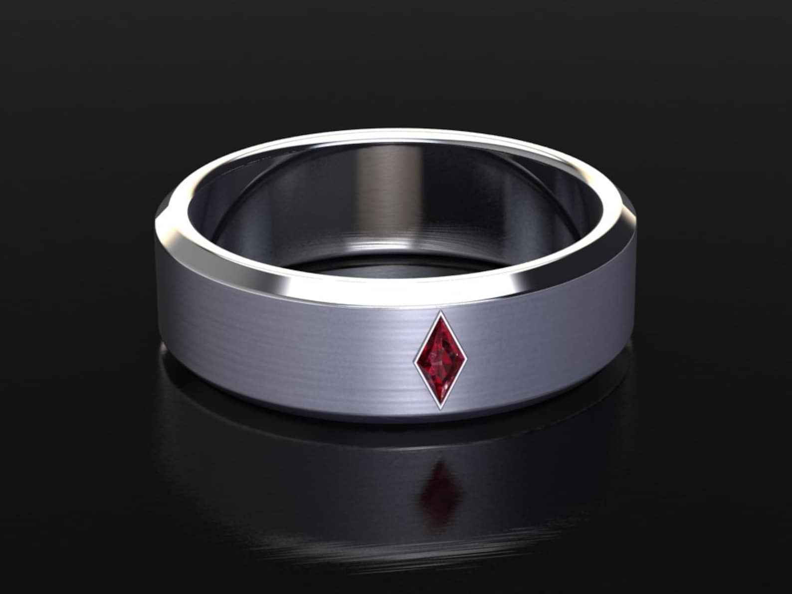 Mens Wedding Ring Ruby Wedding Band 6.5mm Band Brushed - Etsy