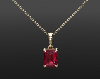 Emerald Cut Ruby - Etsy