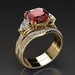 Ruby Engagement Ring Cushion Cut Ruby Ring 3 Stone - Etsy