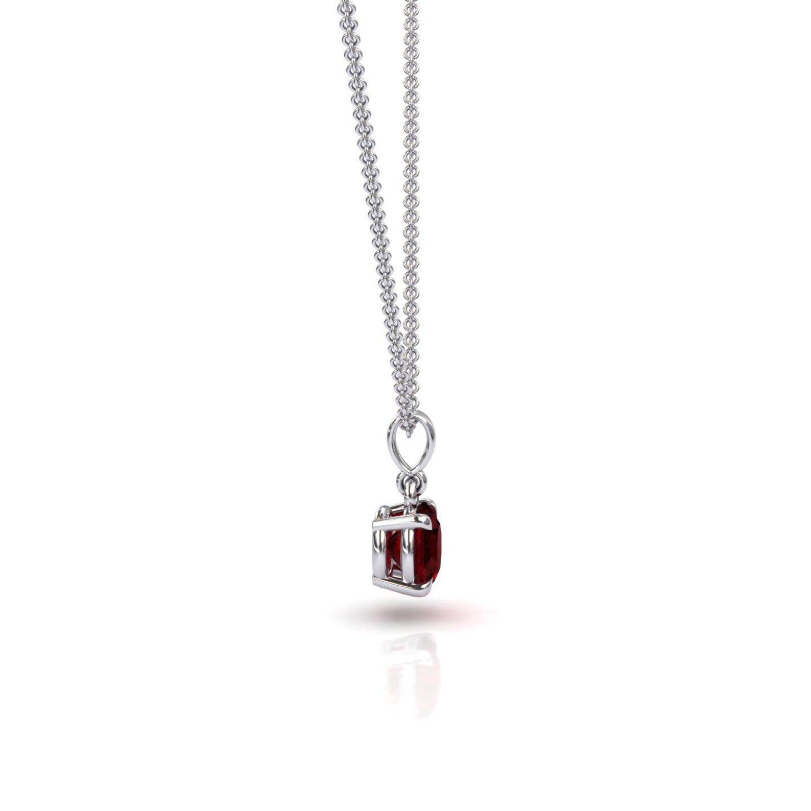 Rose Gold Red Ruby Solitaire Pendant, Simple Round Necklace, 1.2mm ...