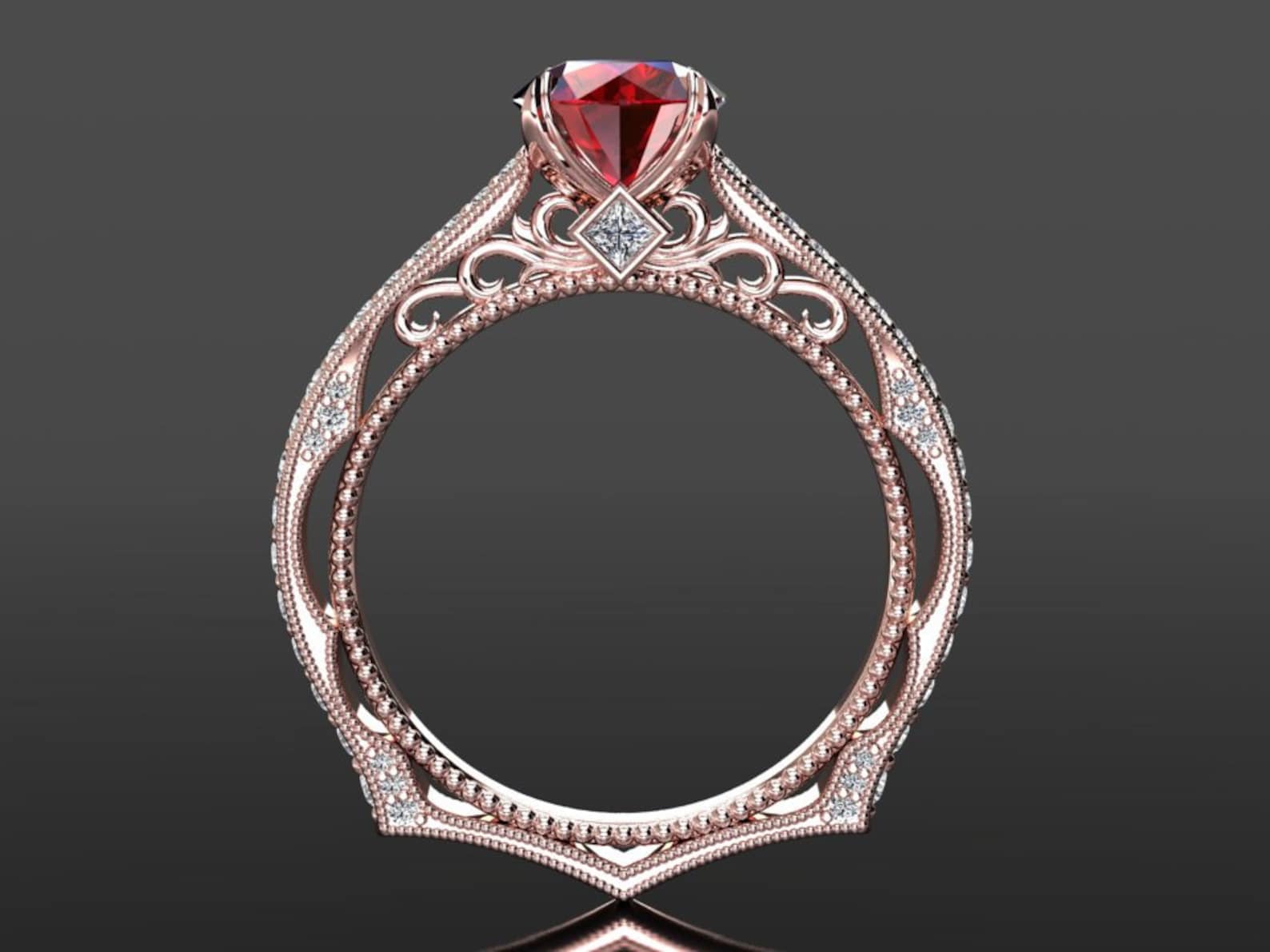 Ruby Engagement Ring Ruby Anniversary Ring Rose Gold Ruby - Etsy