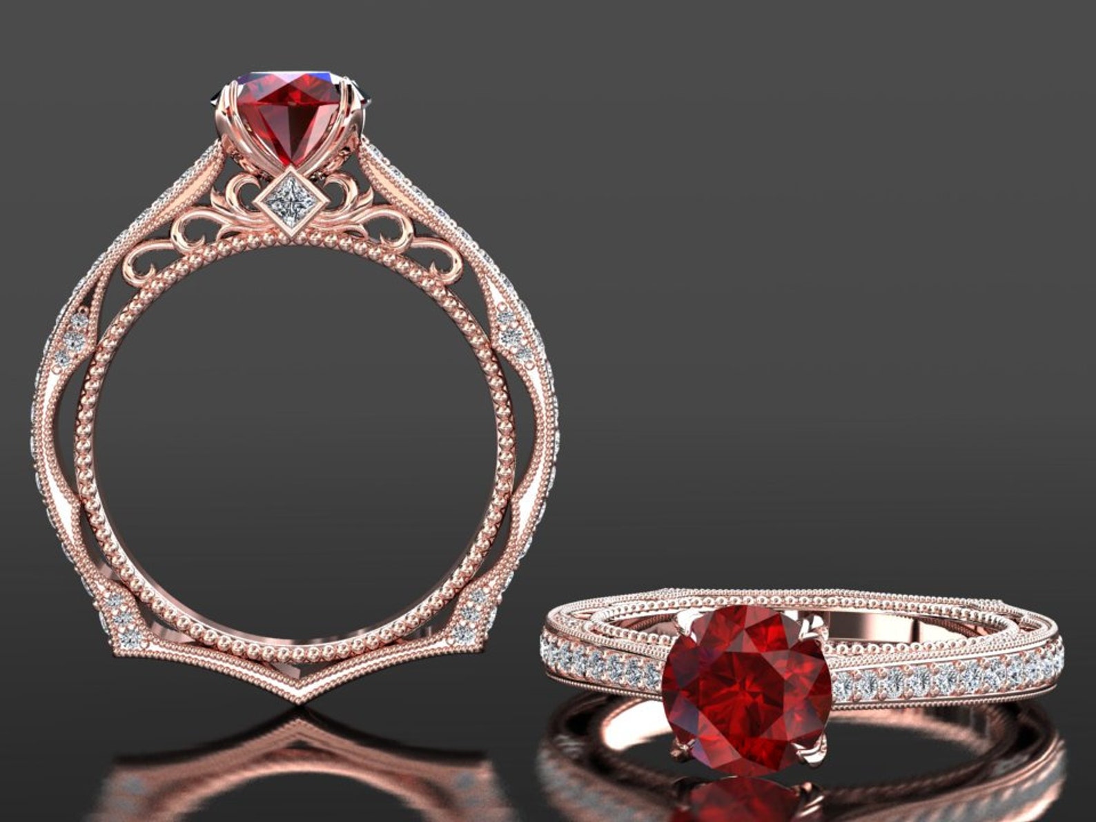 Ruby Engagement Ring Ruby Anniversary Ring Rose Gold Ruby - Etsy