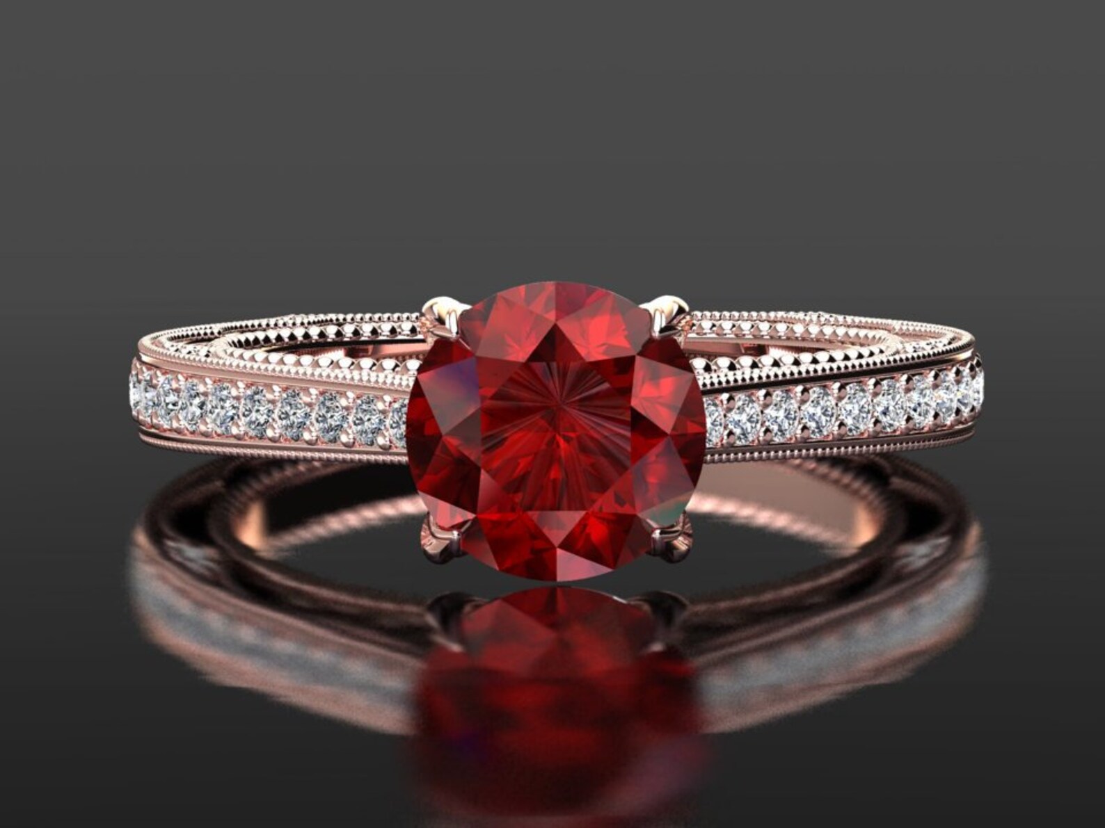 Ruby Engagement Ring Ruby Anniversary Ring Rose Gold Ruby | Etsy