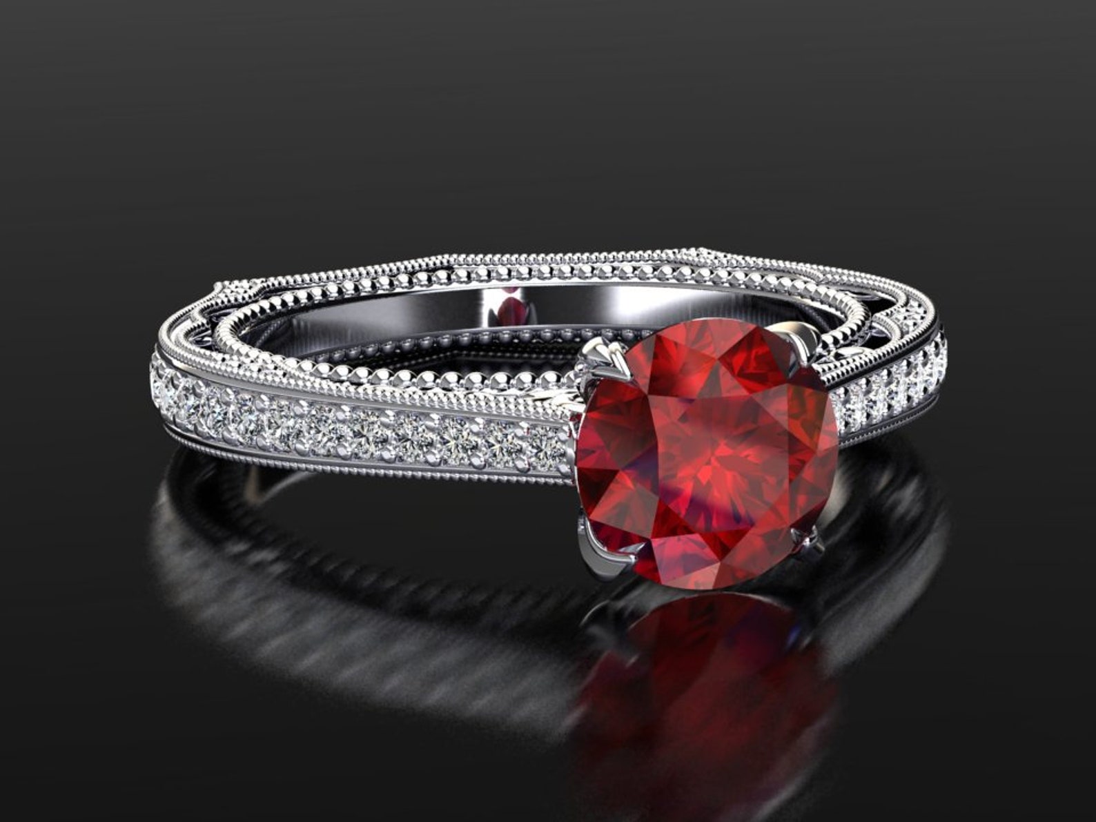 Platinum Ruby Engagement Ring Ruby Anniversary Ring Platinum - Etsy