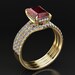Ruby Diamond Ring Hidden Halo Engagement Ring Radiant Cut - Etsy