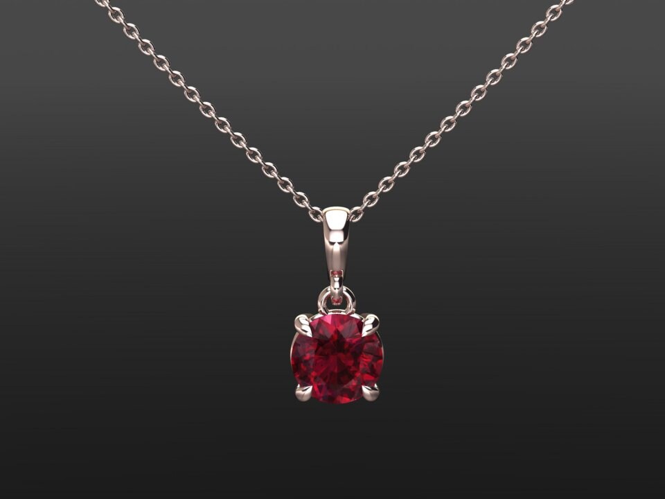 Rose Gold Ruby Pendant | Layering Necklace | Solitaire Ruby Necklace ...