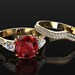 Ruby Engagement Ring Cushion Cut Ruby Ring 3 Stone - Etsy