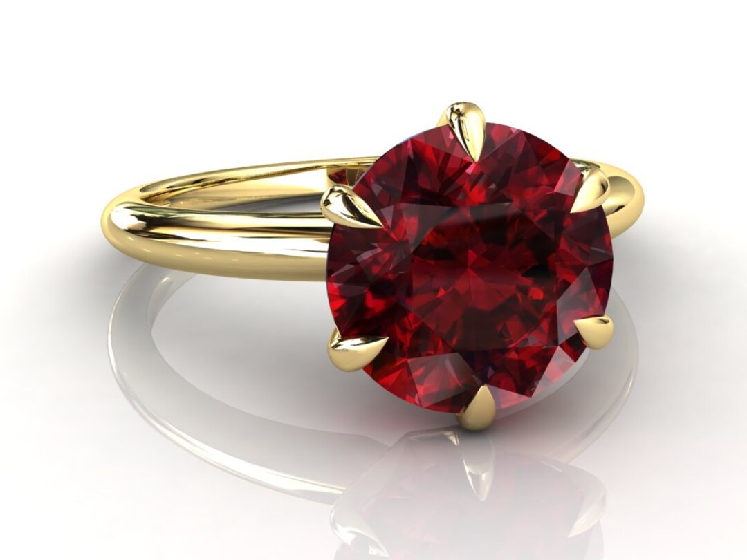 4 Carat Ruby Ring / Yellow Gold Ruby Engagement Ring / Anniversary Ring ...