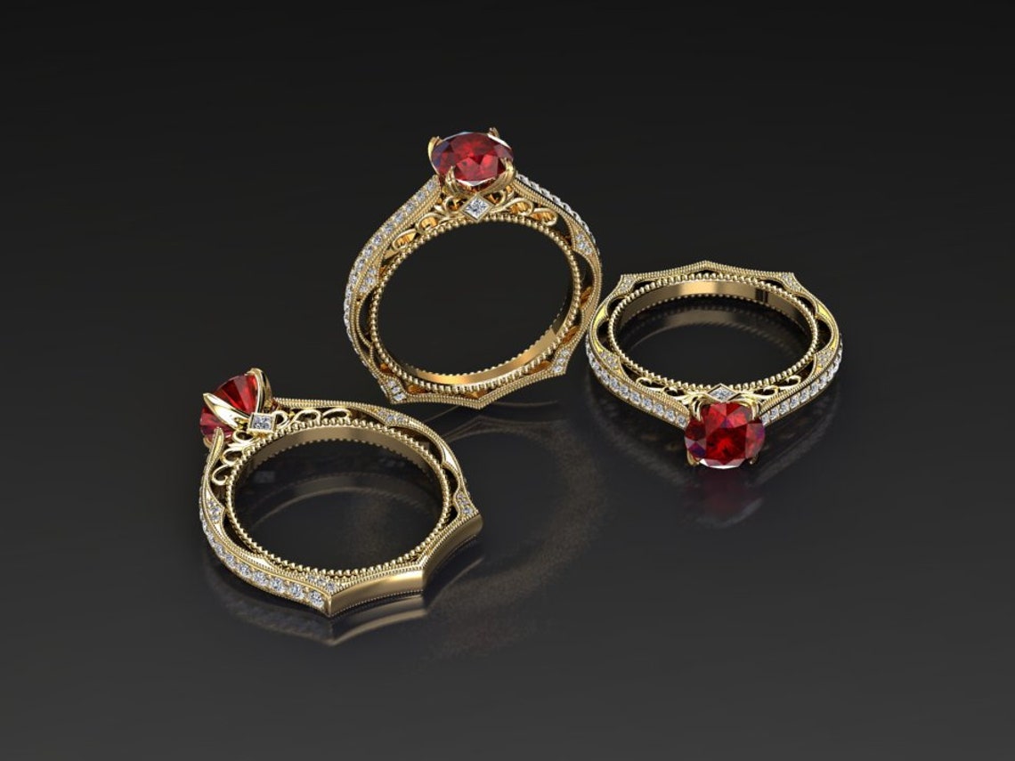 Ruby Engagement Ring Ruby Anniversary Ring Rose Gold Ruby | Etsy