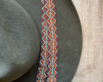 Buffalo Native American Style Wide Hat Band, Beaded Hatband - Etsy