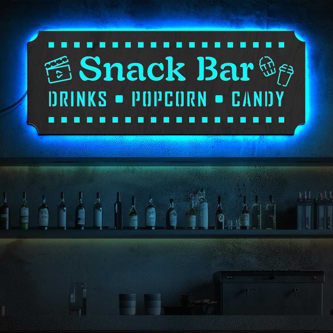 Snack Bar Neon Sign, Home Cinema Sign, Theater Neon Sign, Cinema Room ...