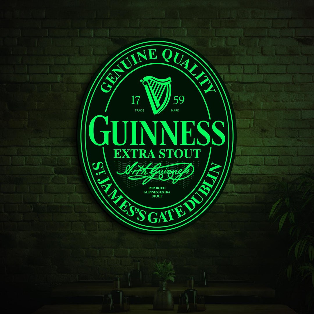 Guinness Beer Led Sign, Guinness Neon Sign, Guinness Beer Light, Bar ...
