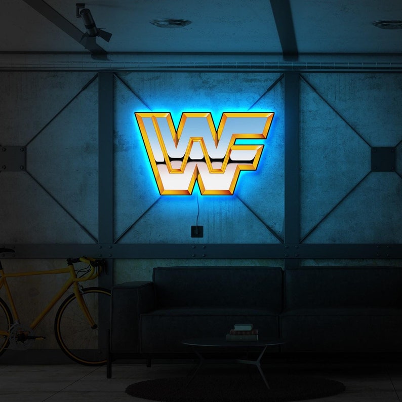 WWF Neon Sign, WWF Led Sign, Wwf Logo Sign, Wwf Gift, Wrestling Decor ...