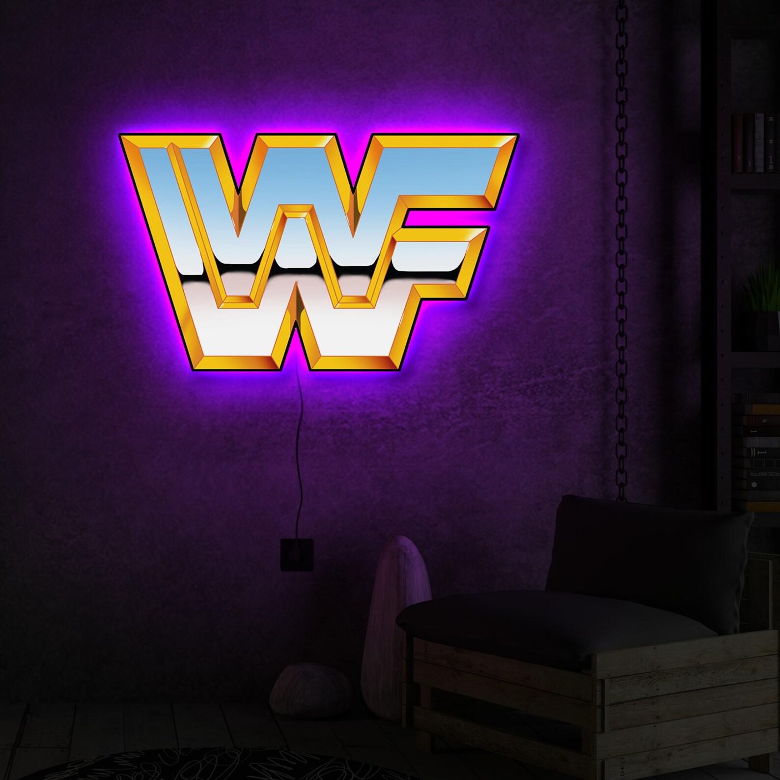 WWF Neon Sign, WWF Led Sign, Wwf Logo Sign, Wwf Gift, Wrestling Decor ...