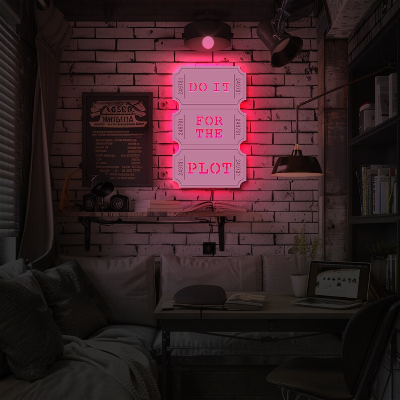 Do It for the Plot Neon Sign, Ticket Neon Sign, Cinema Light up Sign, Retro Neon Sign, Party ...
