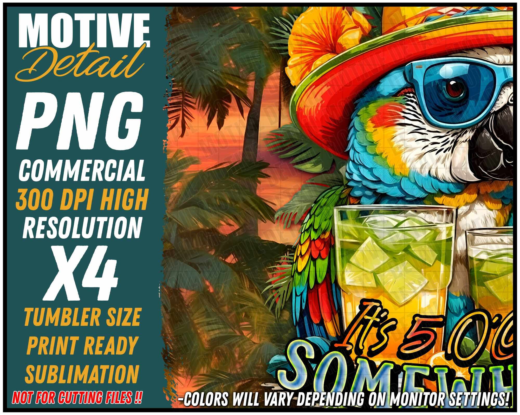 It's 5 O'clock Somewhere Chill Parrot With Drinks Sublimation Tumbler ...