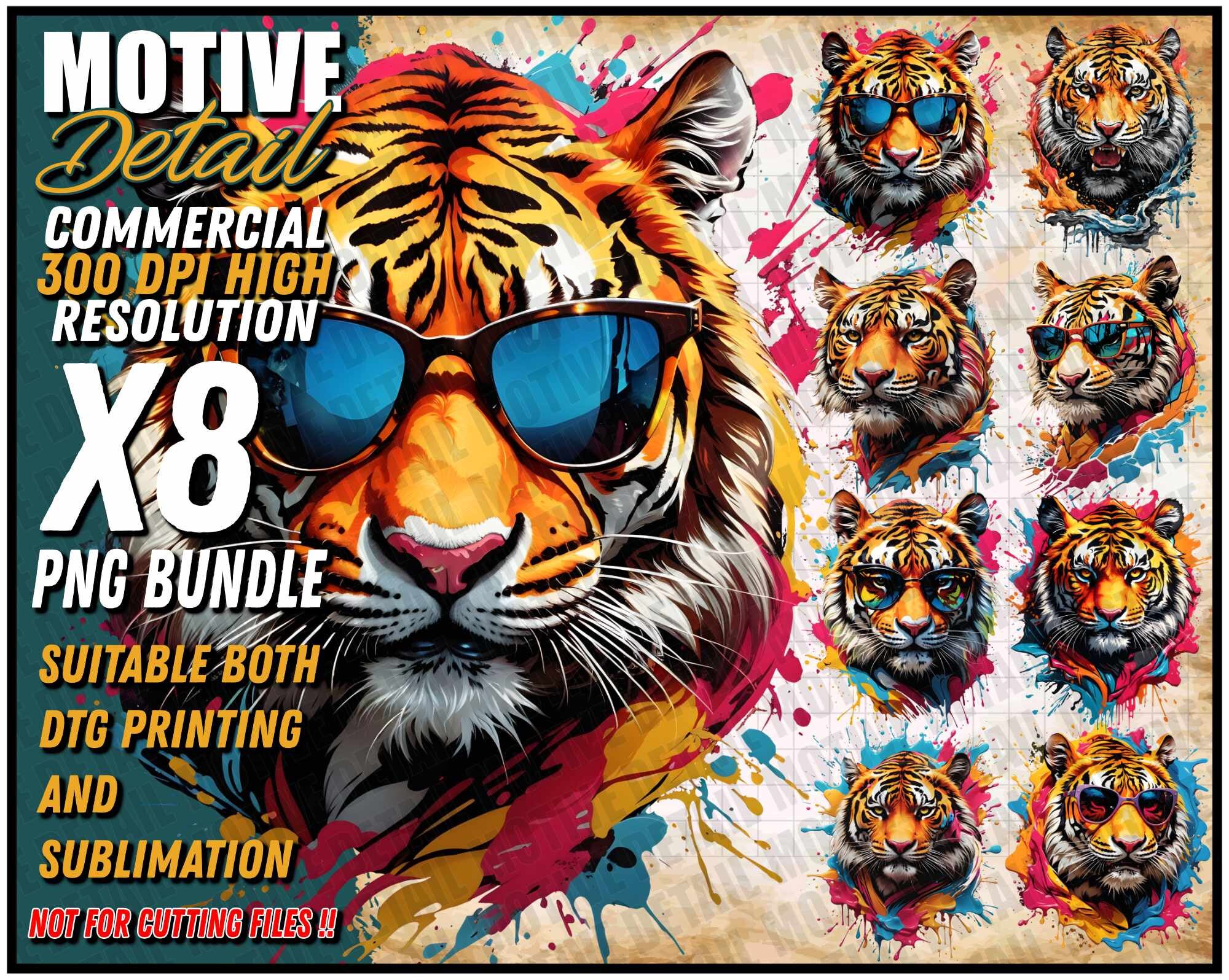8 Tiger PNG Bundle, Tiger PNG, Sublimation Design, 300 Dpi, Commercial ...