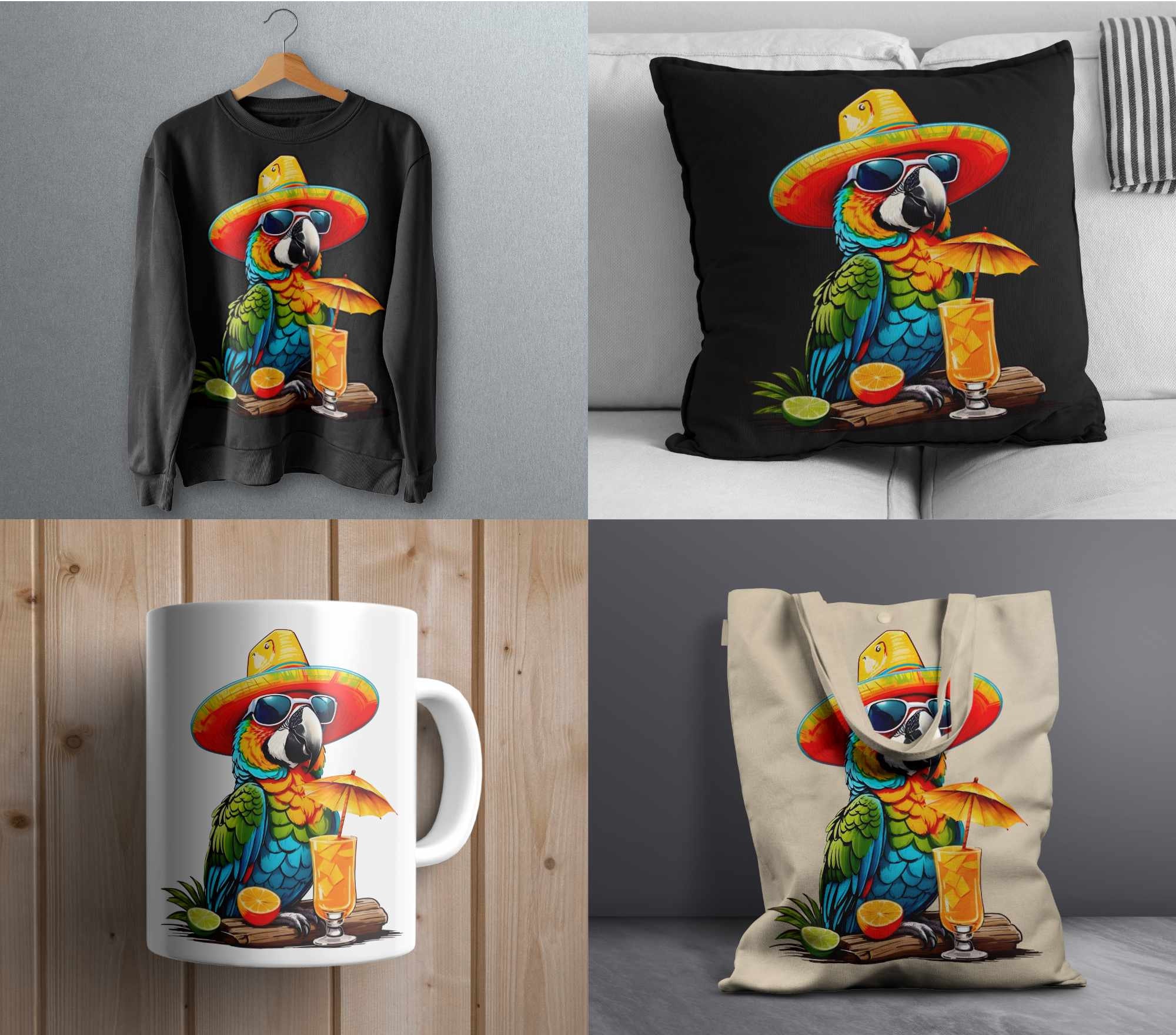 Bundle Cocktail Parrot PNG, Margarita PNG, Colorful Parrot Island Vibes ...