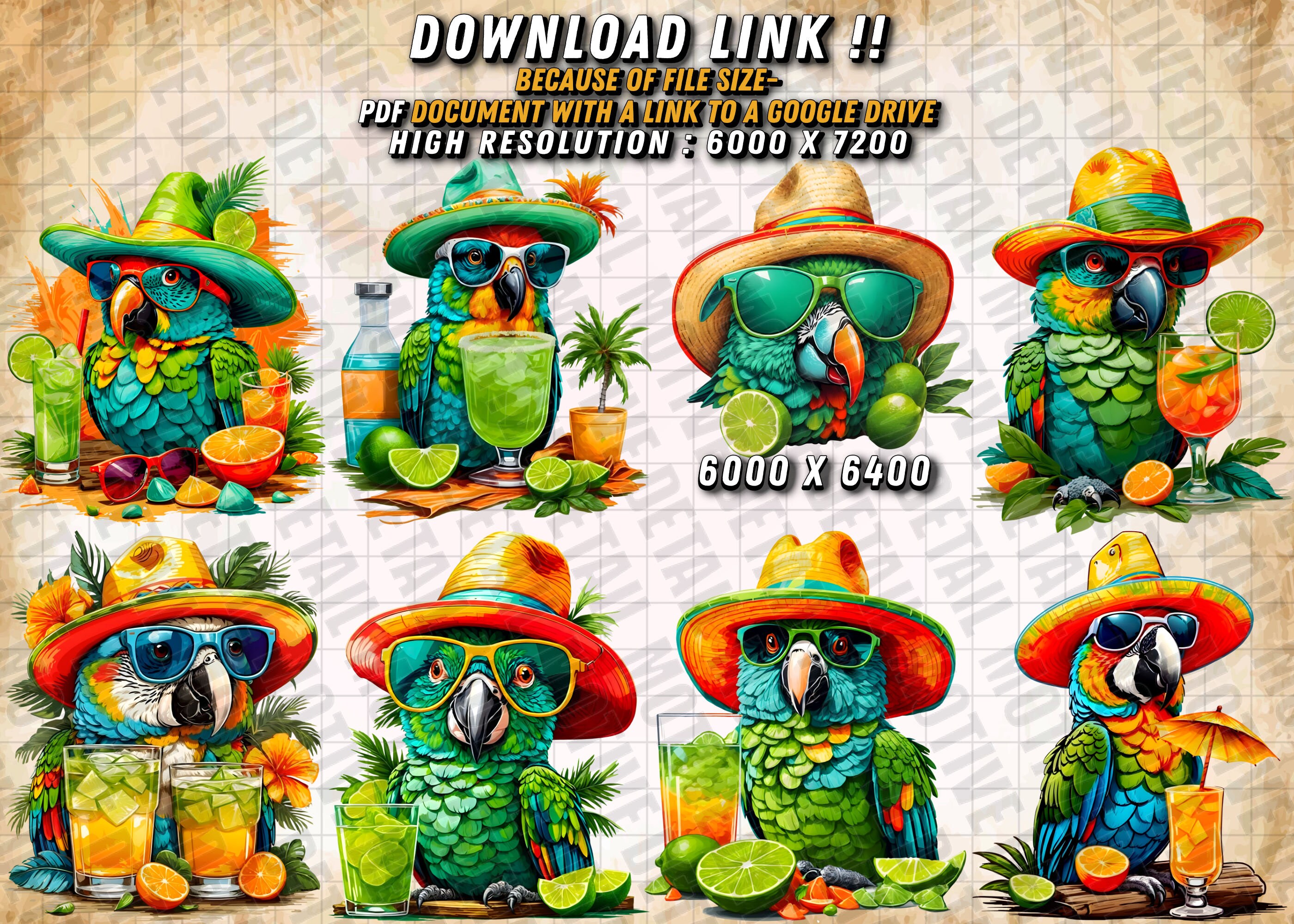 Bundle Cocktail Parrot PNG, Margarita PNG, Colorful Parrot Island Vibes ...