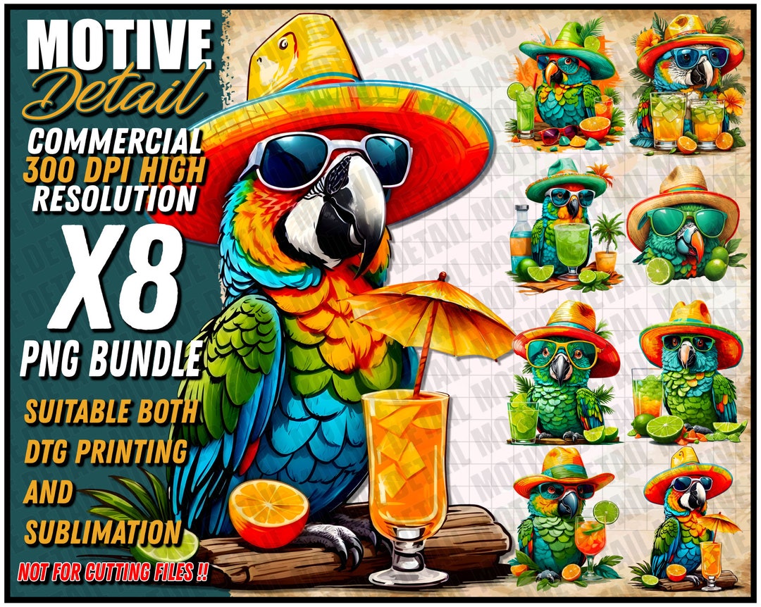 Bundle Cocktail Parrot PNG, Margarita PNG, Colorful Parrot Island Vibes ...