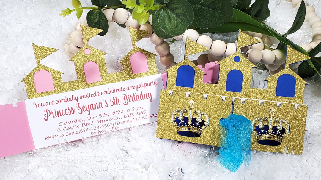 Princess Themed Birthday Invitation, Prince Themed Birthday Invitation ...