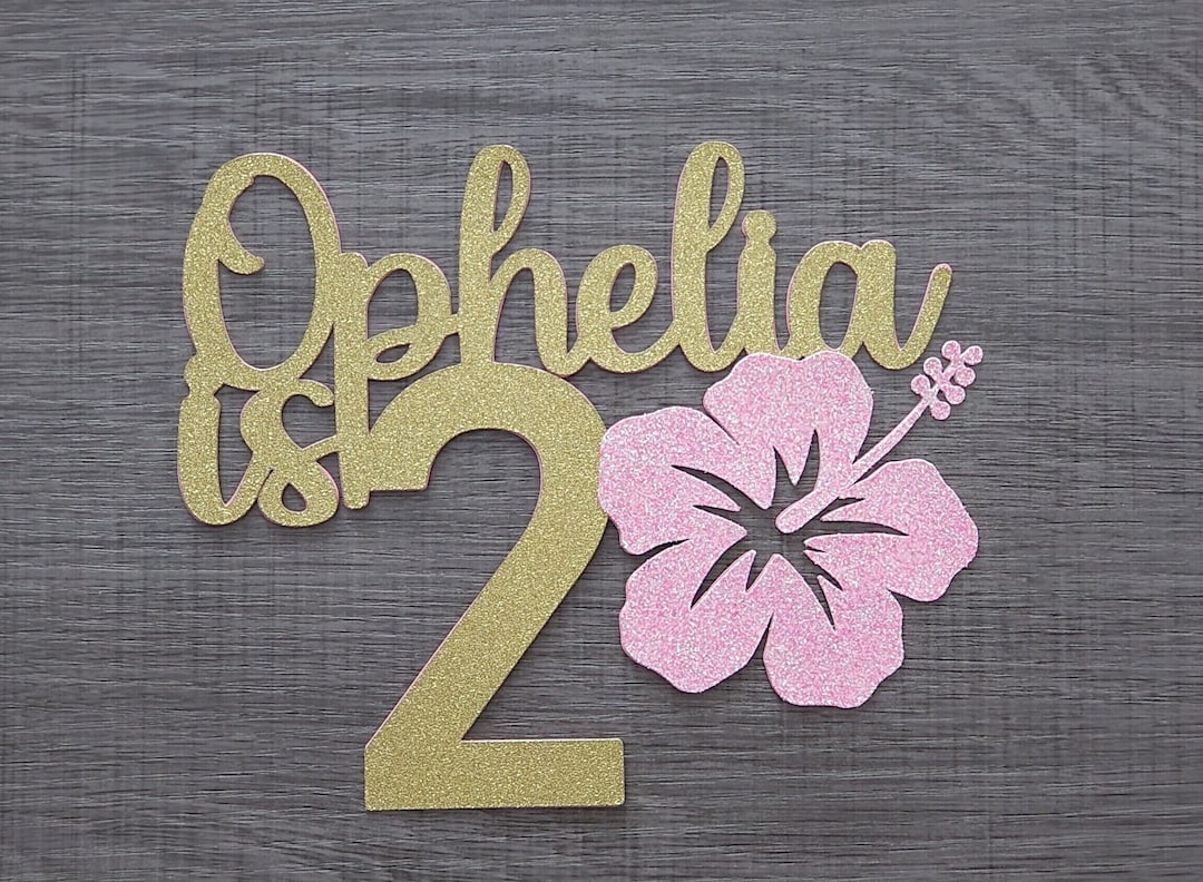 Birthday Cake Topper With Name and Age, Aloha Cake Topper, Luau Themed ...