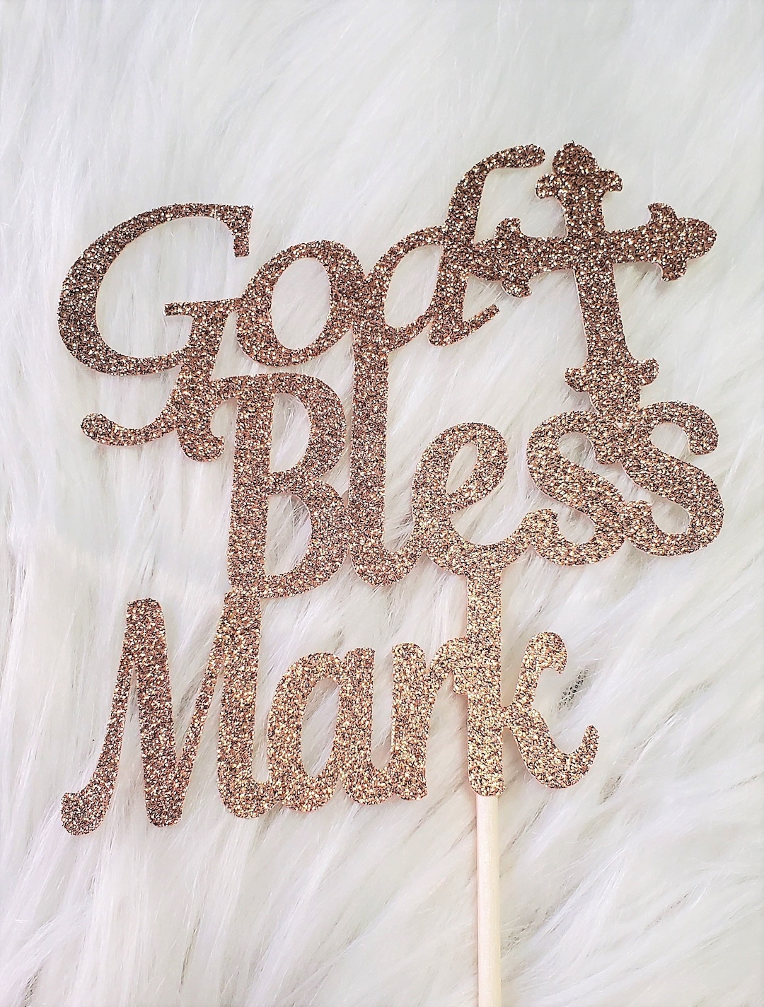 Custom God Bless Cross Cake Topper - Christening - Confirmation Baptism ...