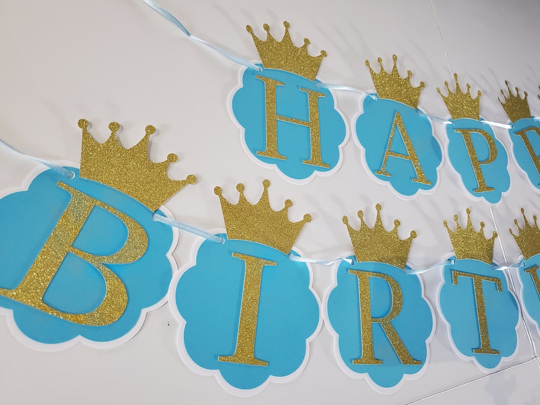 Royal Prince Birthday Banner, Prince Birthday Banner, Blue and Gold ...
