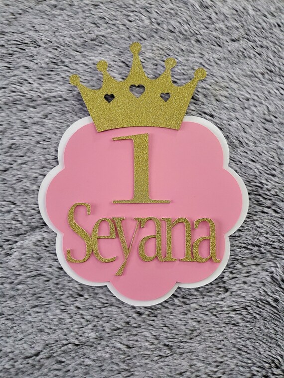 Princess Pink Gold Tiara Crown Cake Topper Disney Princess | Etsy