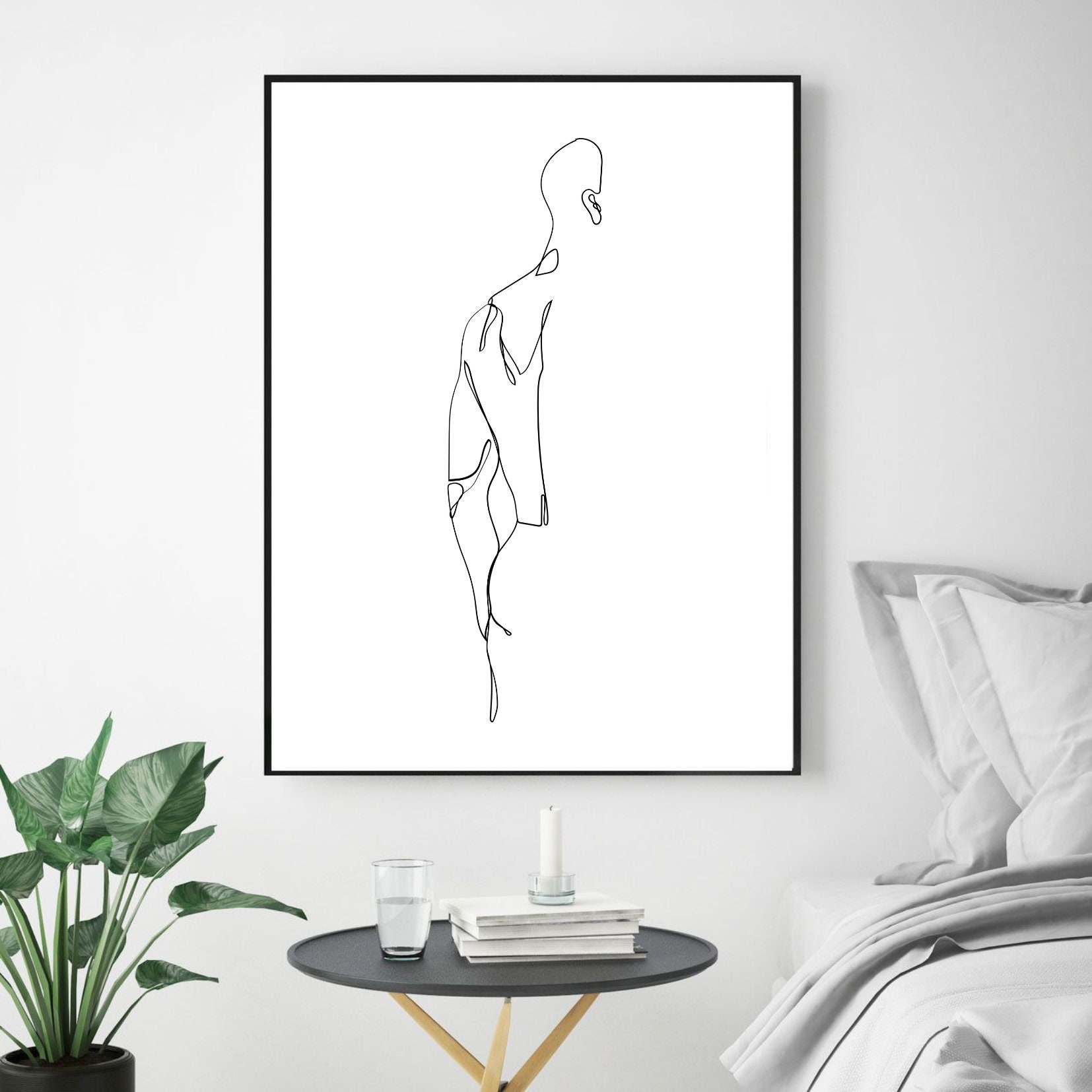One Line Art Man, Male Body Outline Sketch, Abstract Nude Figure Art ...