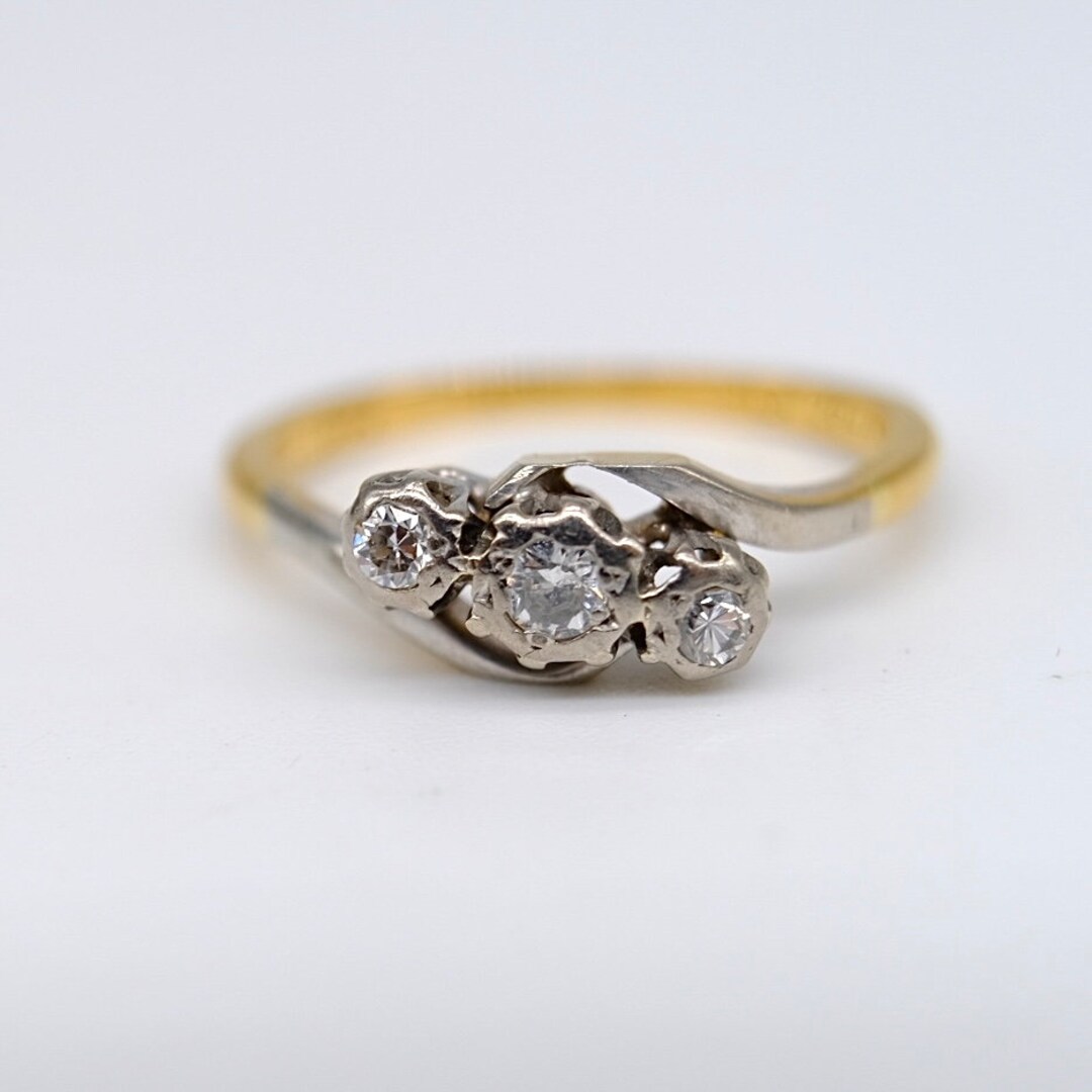 A Rather Cool Stylised Vintage Diamond Trilogy Ring. the Diamonds ...
