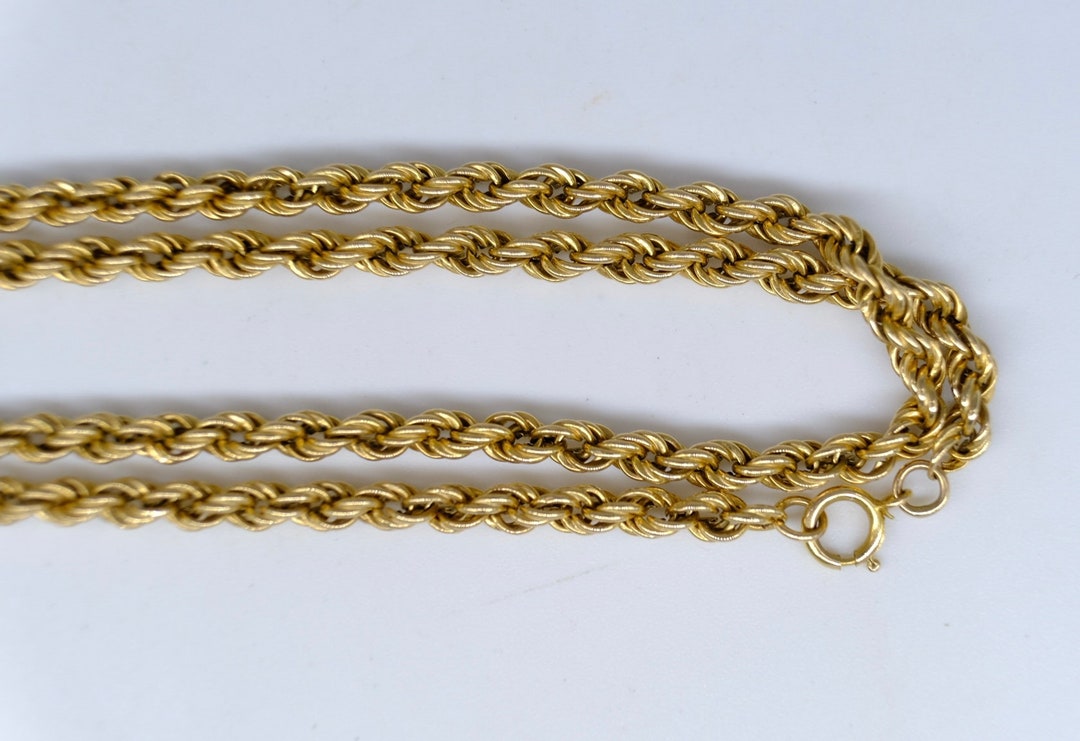 A Fabulous Vintage 9ct Yellow Gold Rope Link Chain Measuring 21.5", 5 ...