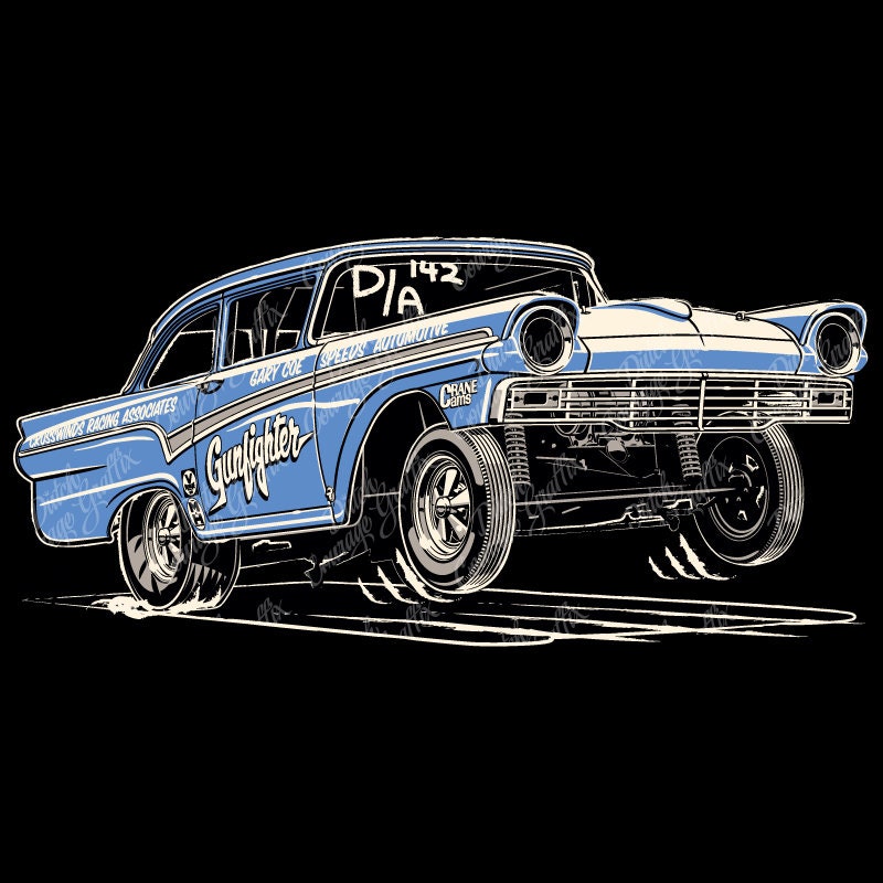 1957 Fairlane Altered Wheelbase Drag Race Car - Digital Vector File ...