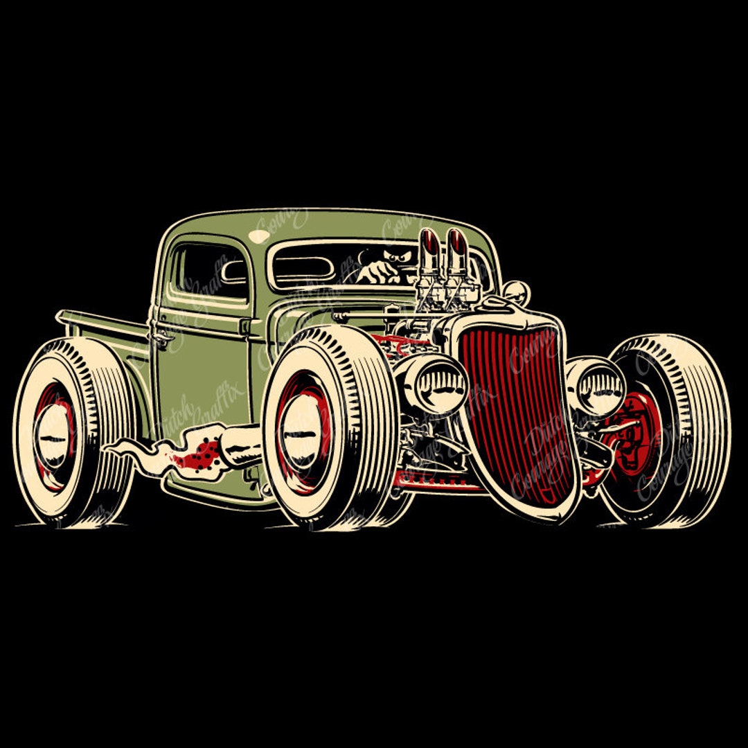 1935 Rat Rod Pickup Truck Cartoon - Digital Vector File - PMS Colors - Etsy