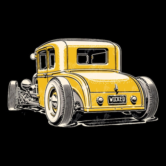 Model A Hot Rod Coupe Rear View Digital Vector File PMS | Etsy