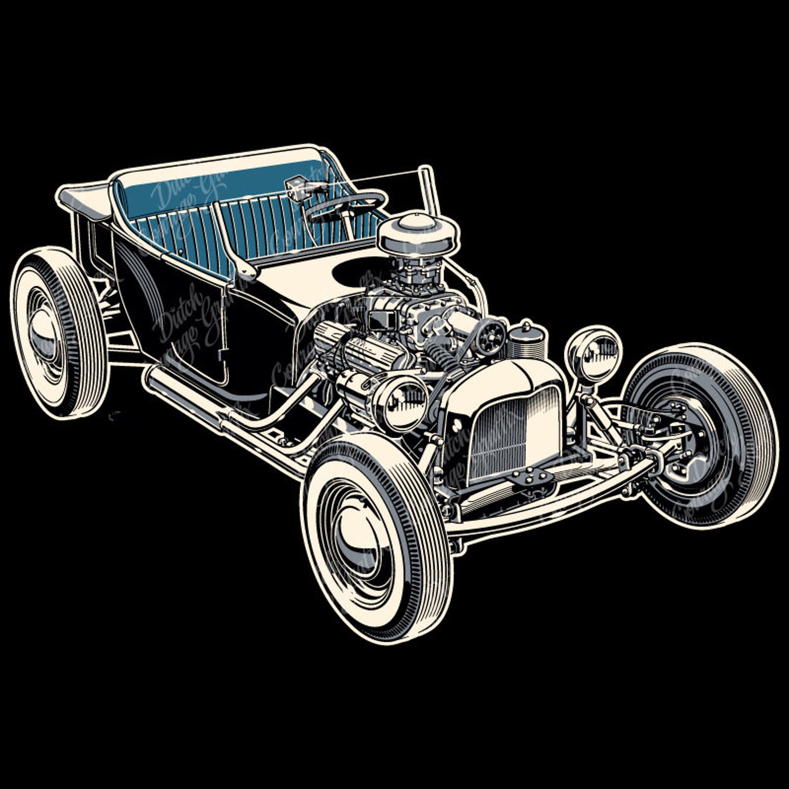 Model-T T-bucket Hot Rod Roadster archivo vectorial digital - Etsy España