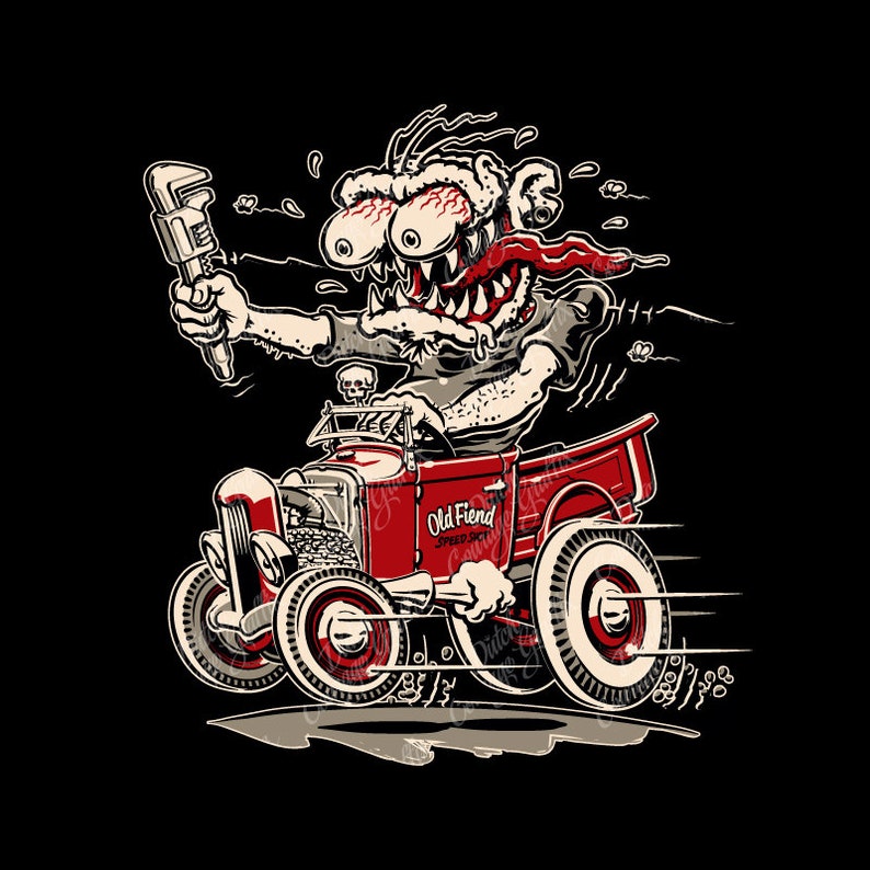 Hot Rod Roadster Pickup With Weirdo Monster - Digital Vector File - PMS ...