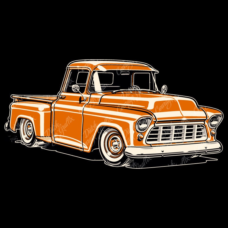 1955 Apache Stepside Pickup Truck - Digital Vector File - PMS Colors - Etsy