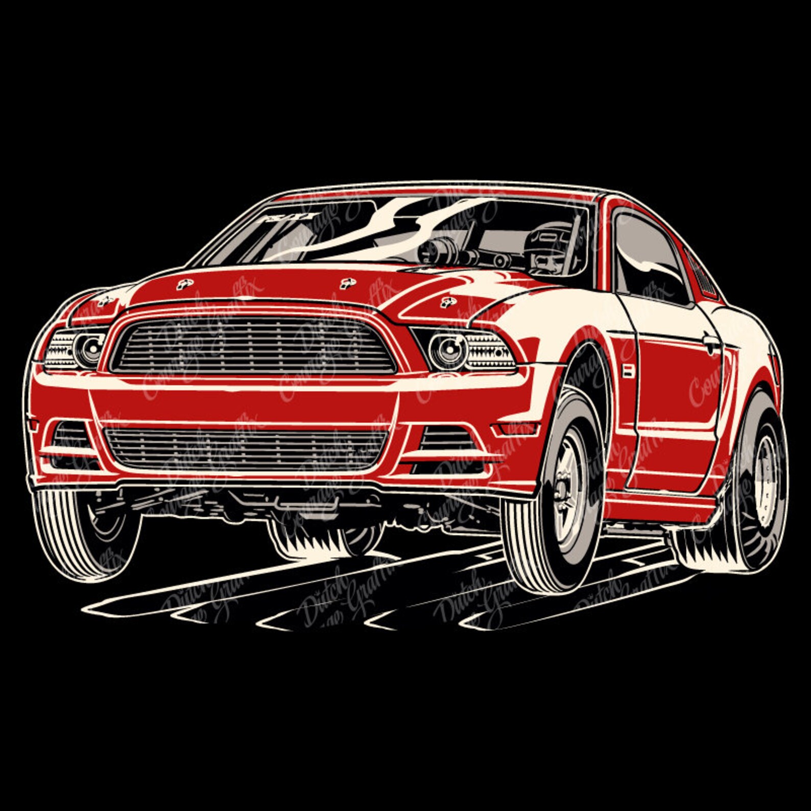 2014 Mustang Cobra Jet Drag Car - Digital Vector File - PMS Colors - Etsy